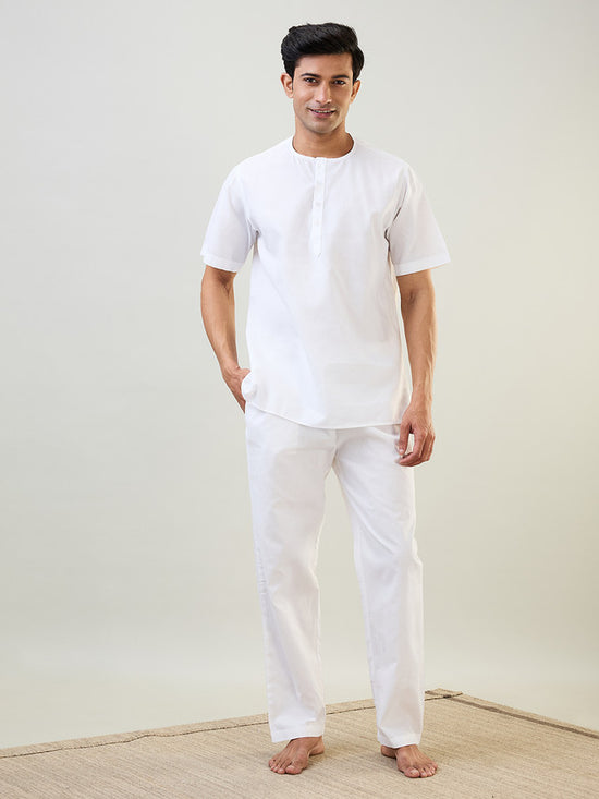 Sleepz Men White Comfort Fit Solid Kurta Set – MyRaymond