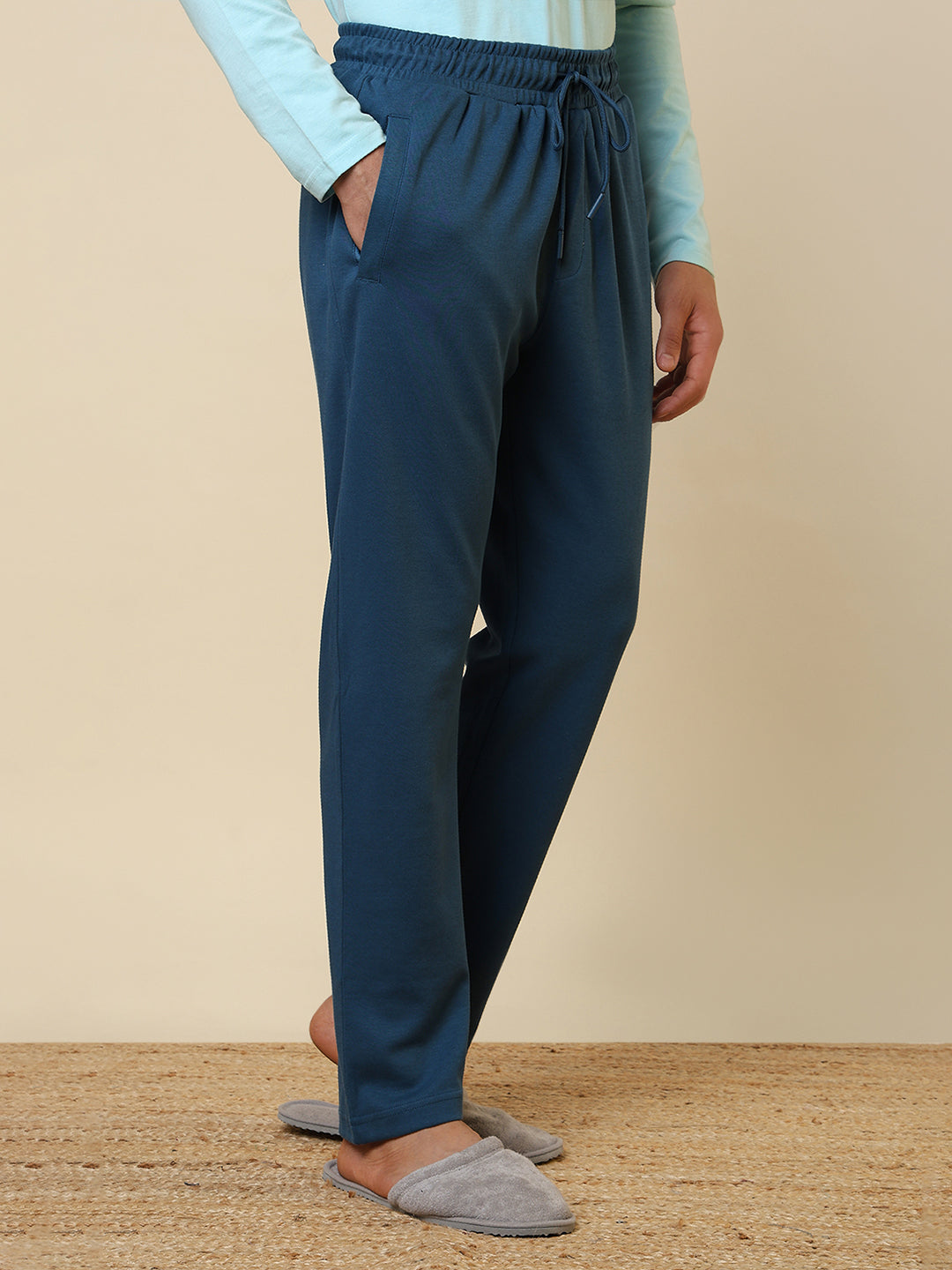 Sleepz Men Blue Solid Regular Fit Cotton Blend Trackpant – MyRaymond