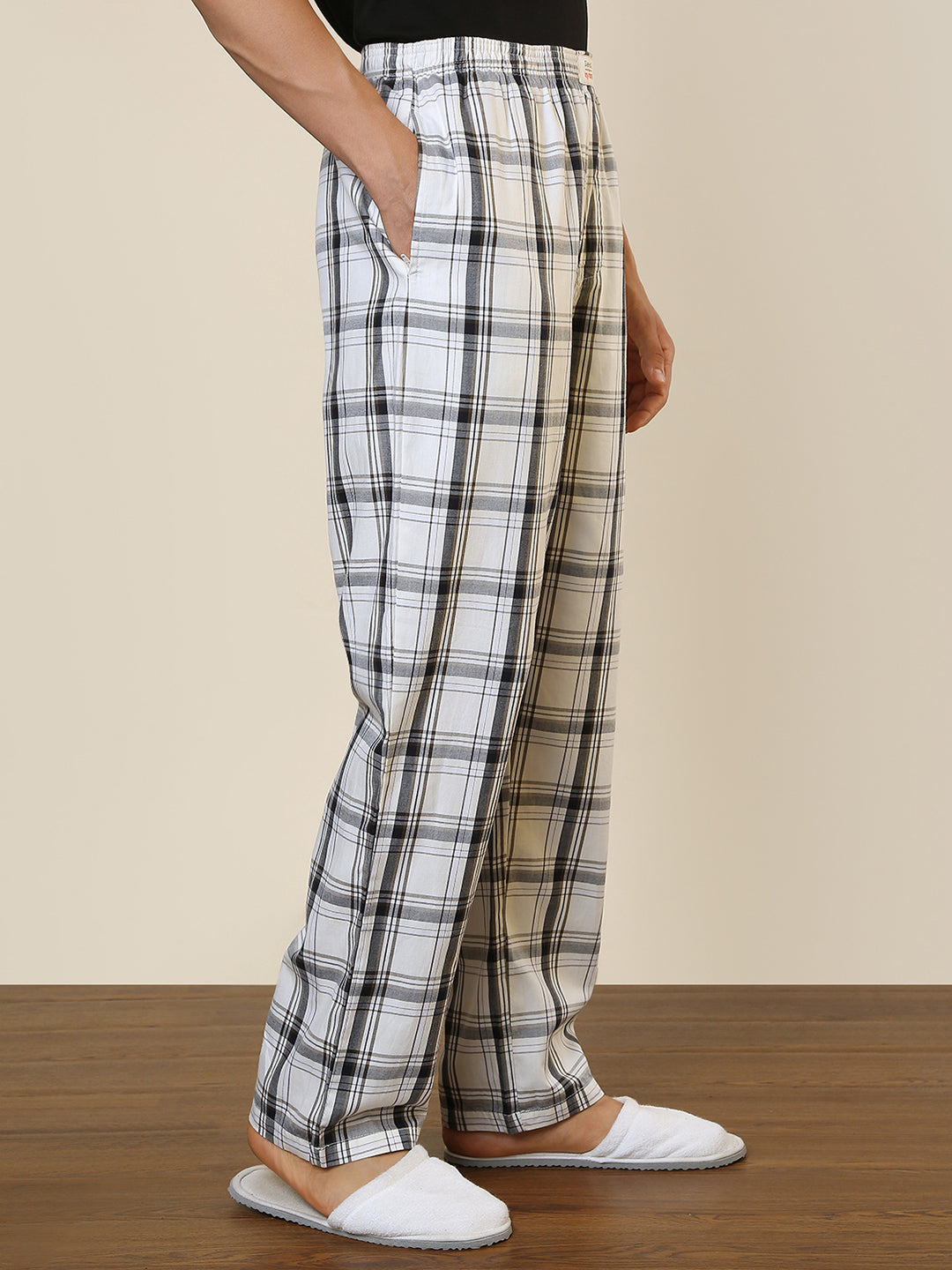 Sleepz Men White Checks Regular Fit Cotton Pyjama – MyRaymond