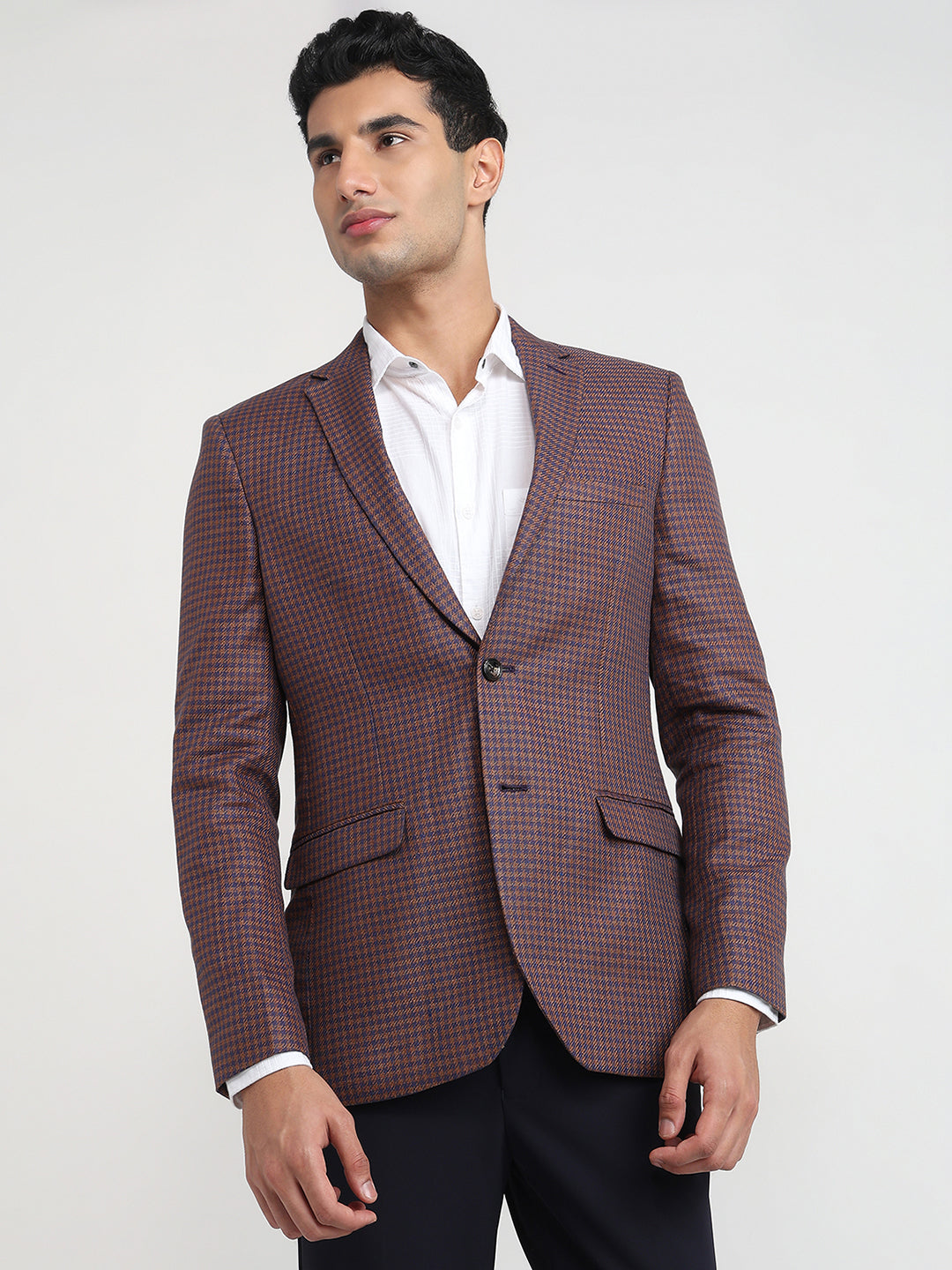 Colorplus Men Brown Regular Fit Checks Casual Blazer – MyRaymond