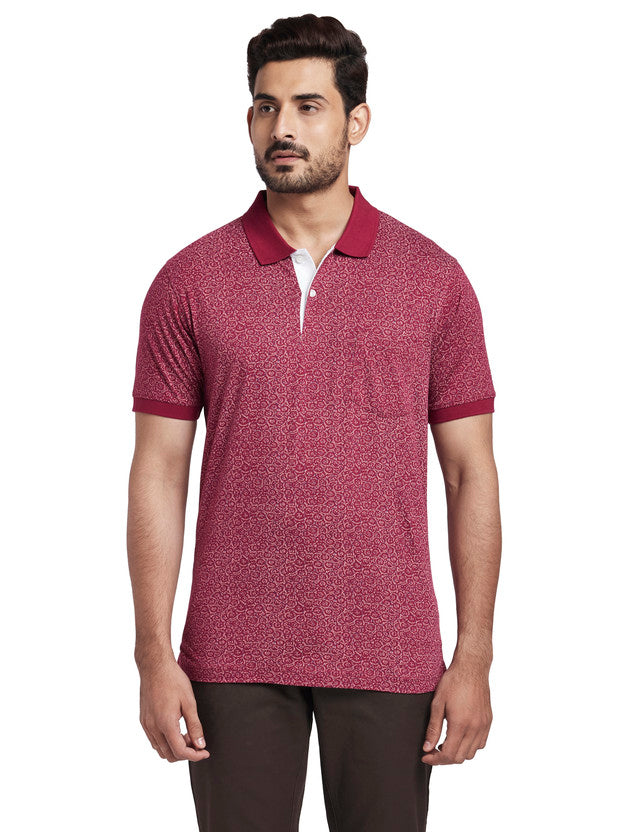 Colorplus Red Printed Tailored Fit Cotton T-Shirt – MyRaymond