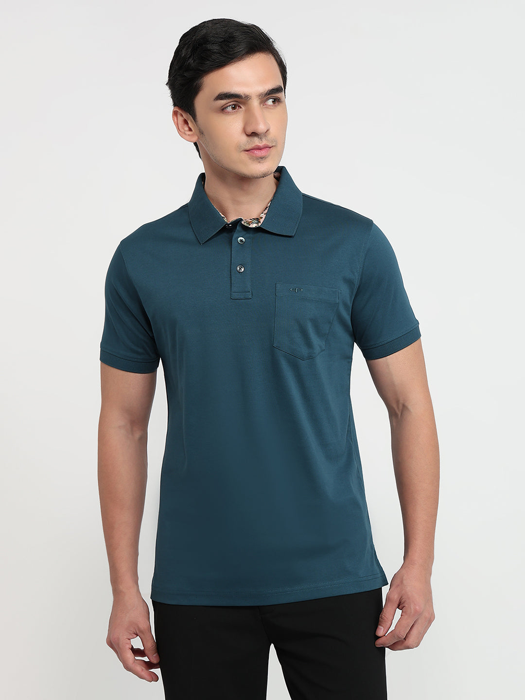 Colorplus Men Blue Regular Fit Solid Polo Neck Collar T-Shirt – MyRaymond