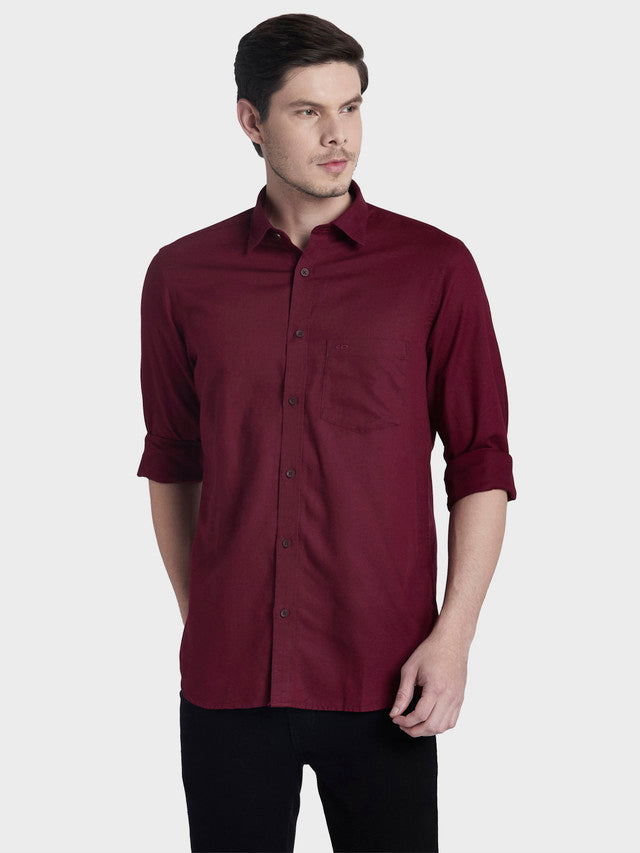 Colorplus Maroon Solid Tailored Fit Cotton Blend Casual Shirt – MyRaymond
