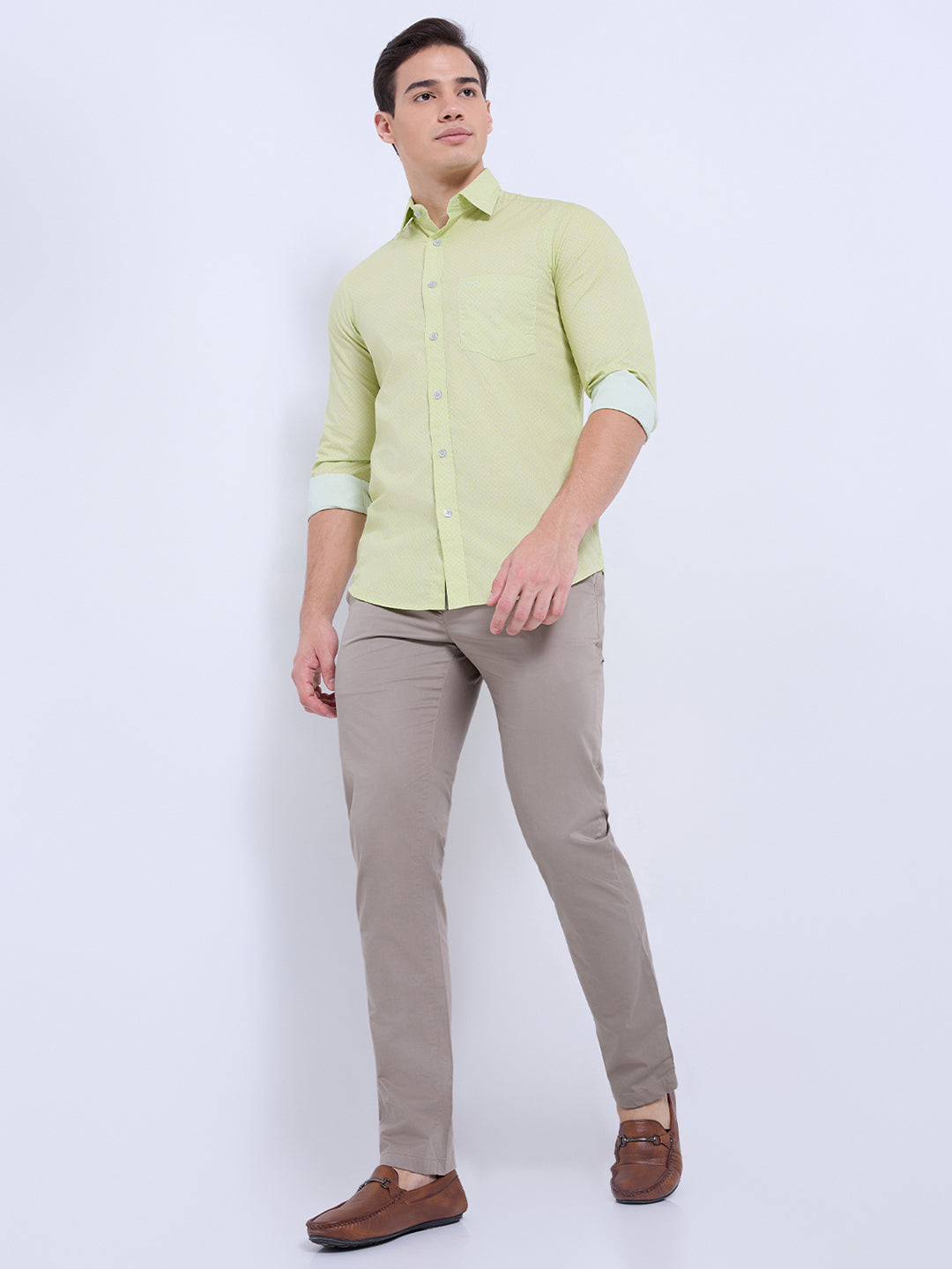 Colorplus Men Green Print Regular Fit Cotton Casual Shirt – MyRaymond