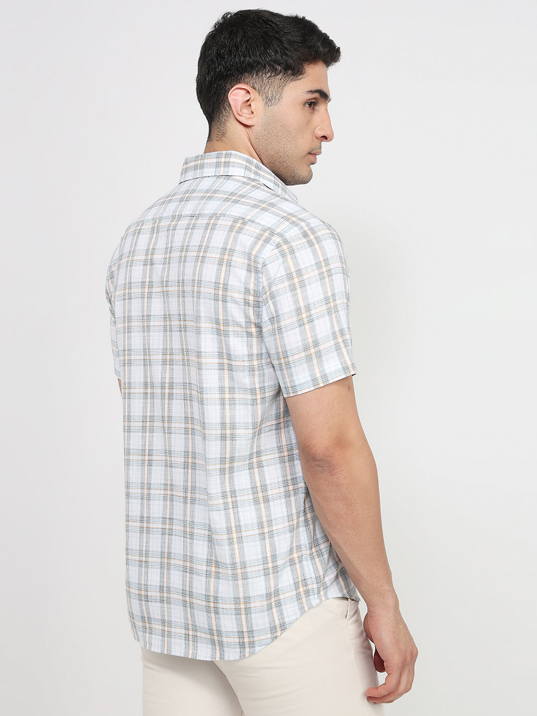 Colorplus Men Blue Regular Fit Checks Casual Shirt – MyRaymond