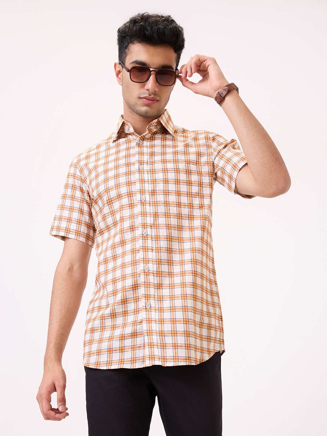 Colorplus Men Brown Checks Regular Fit Cotton Casual Shirt – MyRaymond