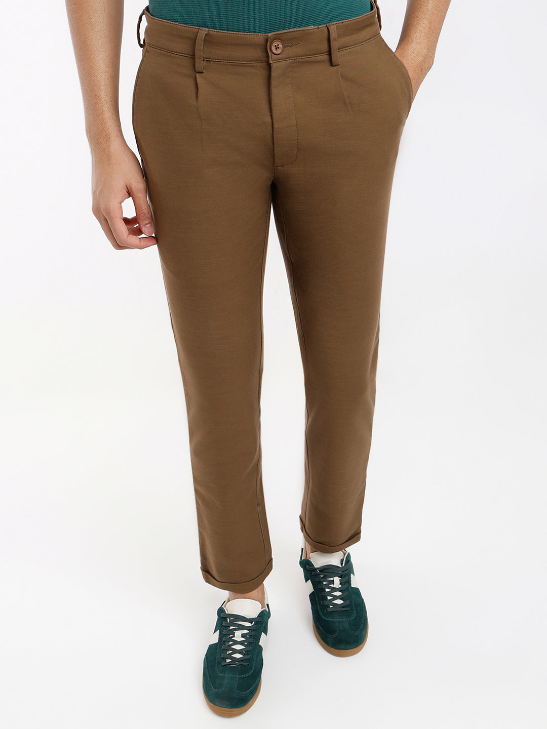 ColorPlus Men Brown Slub Slim Fit Cotton Blend Trouser – MyRaymond