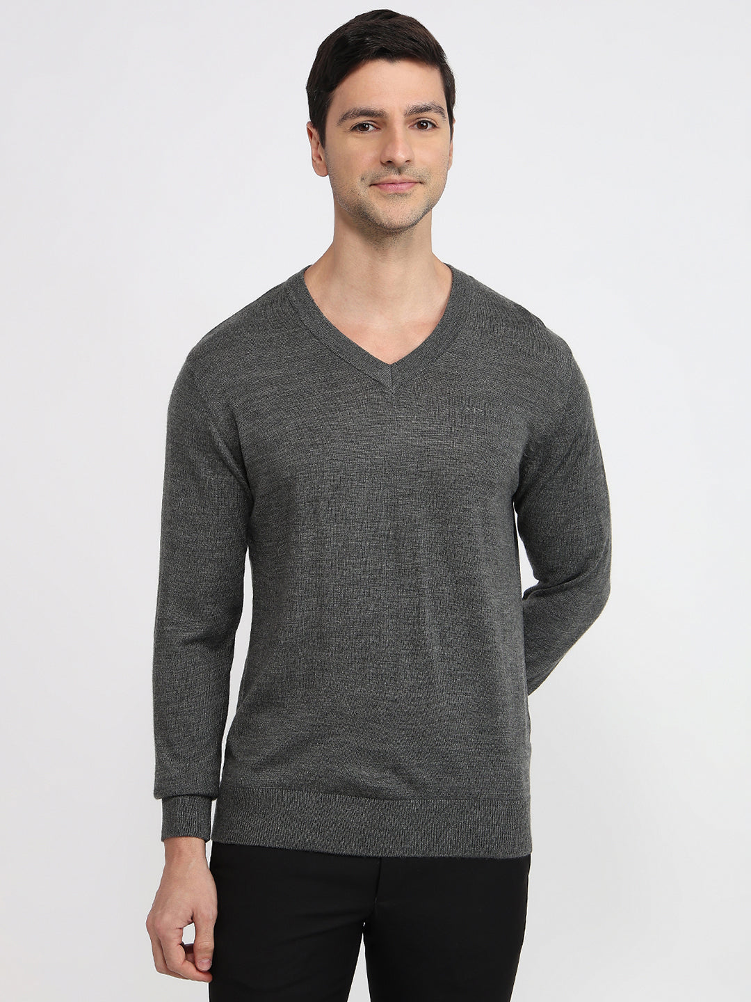 Colorplus Men Grey Solid Regular Fit Wool Blend Sweatshirt – MyRaymond