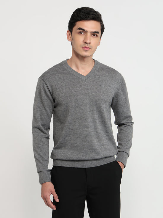 Colorplus Men Grey Plain Regular Fit Wool Blend Sweatshirt – MyRaymond