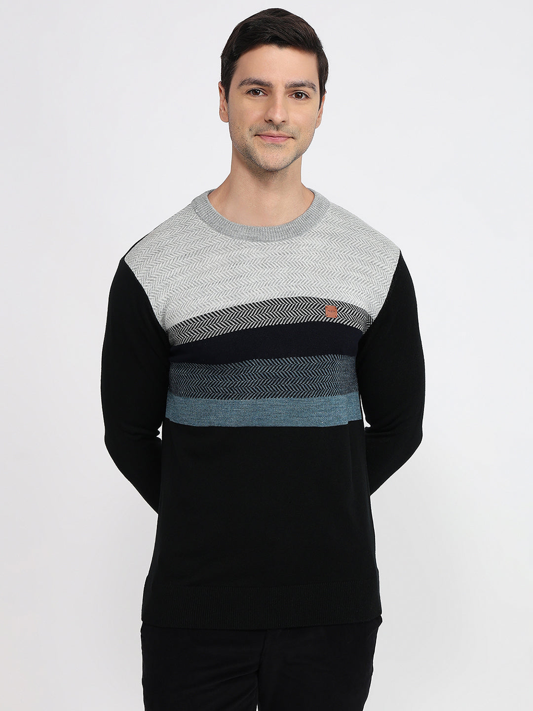 Colorplus Men Grey Jacquard Regular Fit Acrylic Sweatshirt – MyRaymond