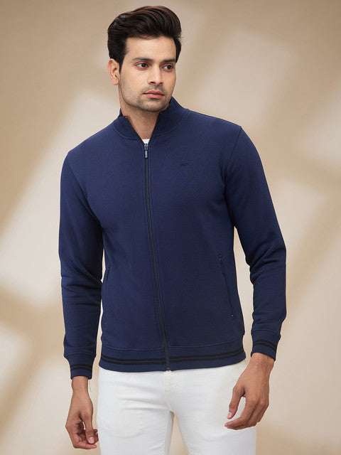 Colorplus Men Blue Solid Regular Fit Cotton Blend Sweatshirt – MyRaymond