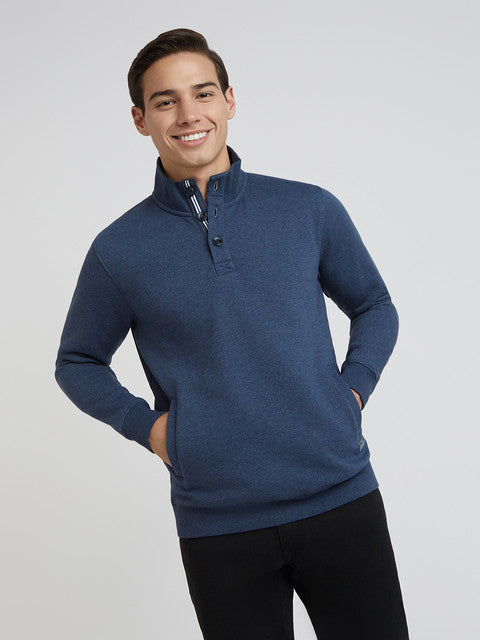 Colorplus Men Blue Solid Regular Fit Cotton Blend Sweatshirt – MyRaymond