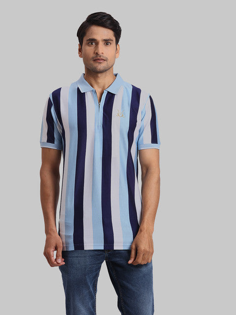 Colorplus Men Blue Regular Fit Stripe T-Shirt – MyRaymond