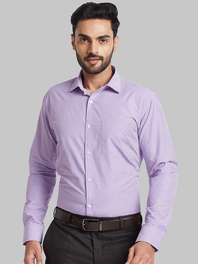 Park Avenue Purple Checks Slim Fit Polyester Blend Formal Shirt – MyRaymond