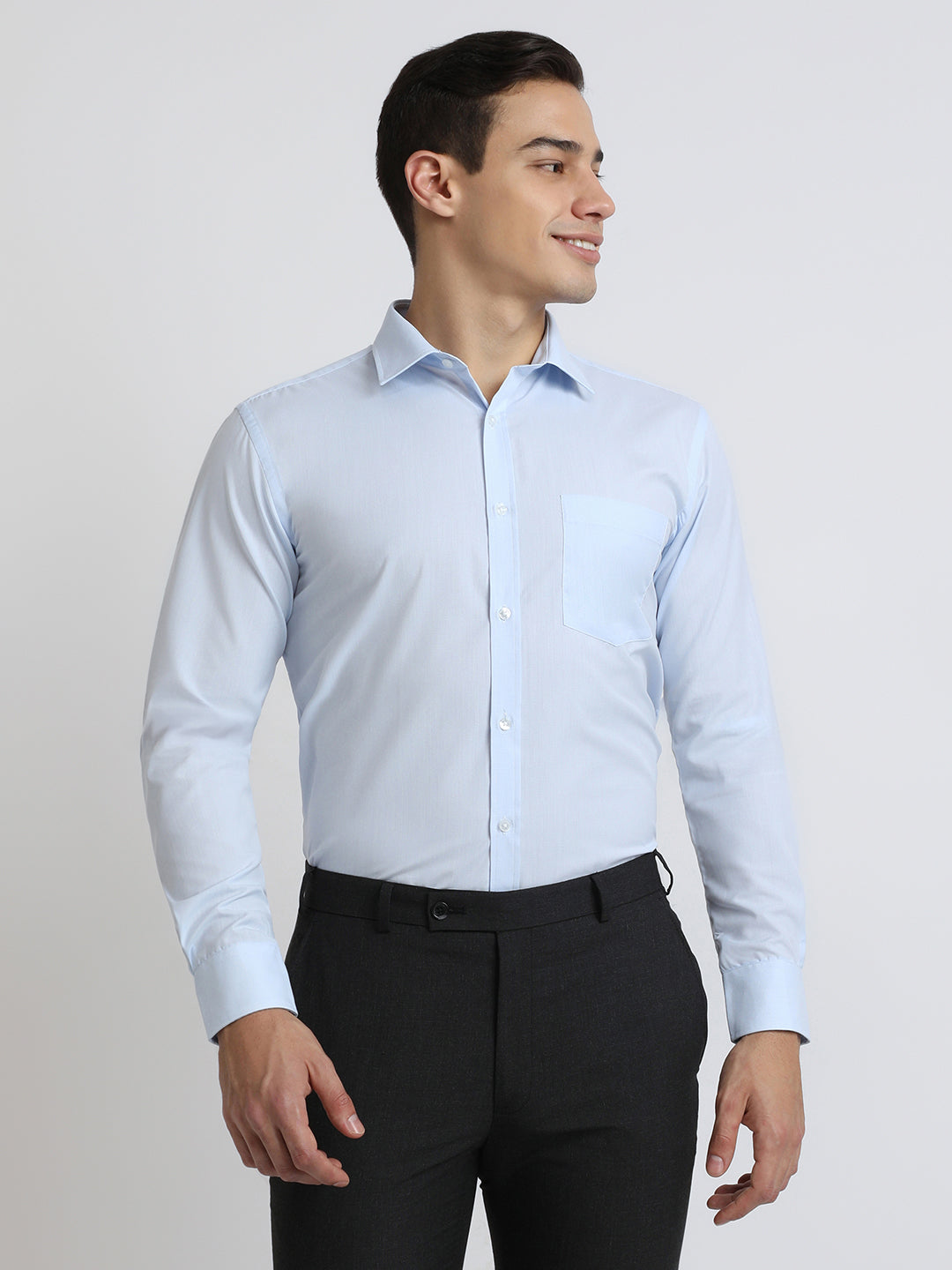 Park Avenue Men Blue Structure Slim Fit Polyester Blend Shirt – MyRaymond