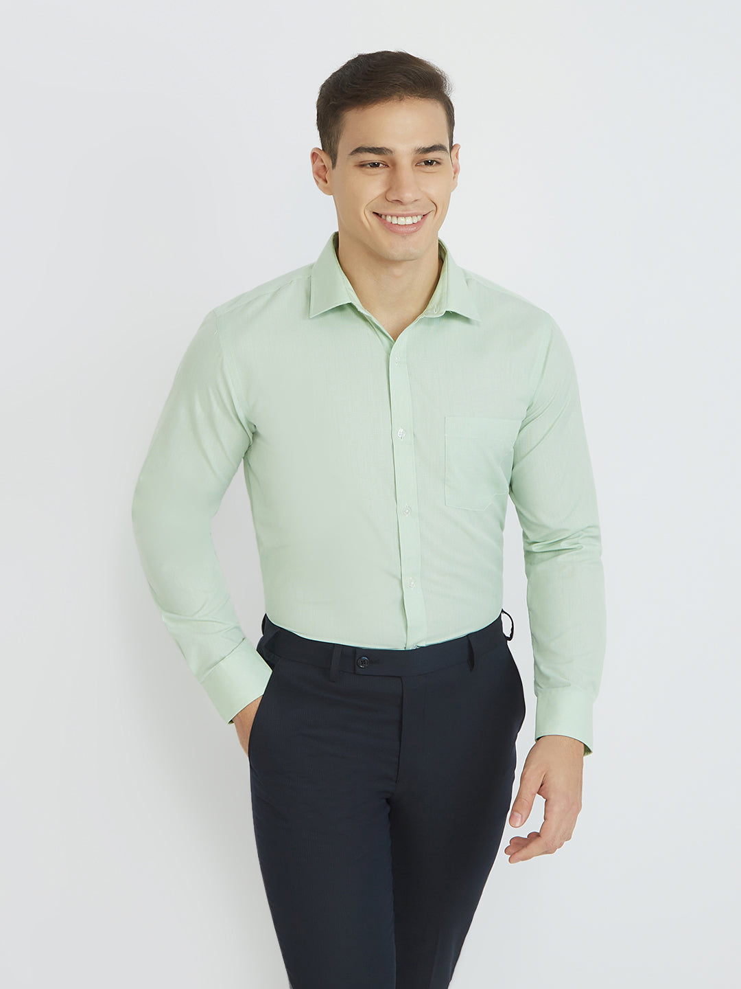Park Avenue Men Green Slim Fit Structure Formal Shirt – MyRaymond