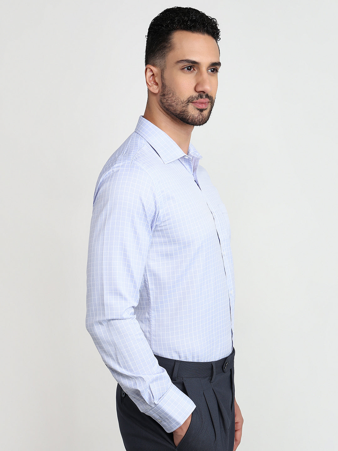 Park Avenue Men Blue Slim Fit Checks Formal Shirt – MyRaymond