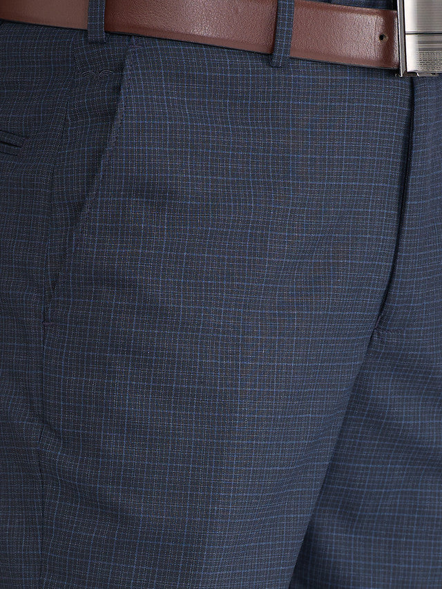 Park Avenue Blue Checks Regular Fit Polyester Blend Trouser – MyRaymond