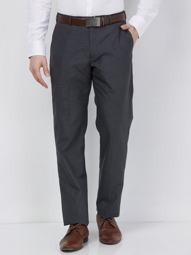 Park Avenue Men Grey Regular Fit Checks Trouser – MyRaymond