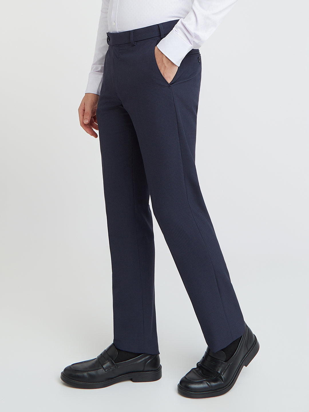 Park Avenue Men Blue Regular Fit Checks Trouser – MyRaymond