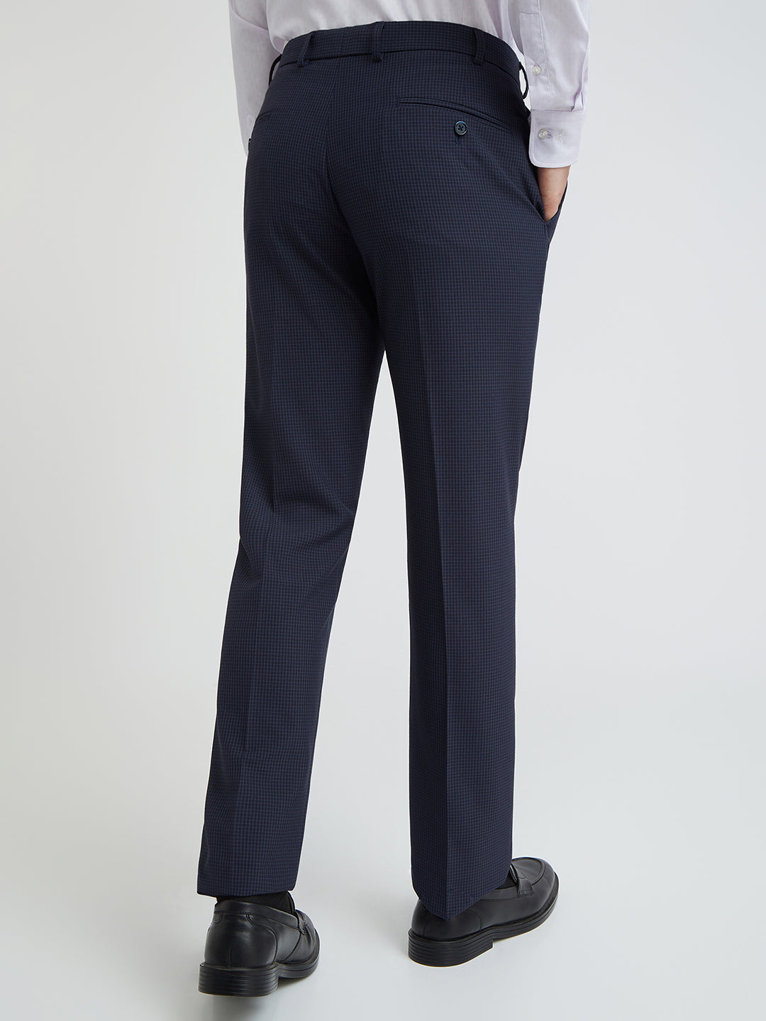Park Avenue Men Blue Regular Fit Checks Trouser – MyRaymond