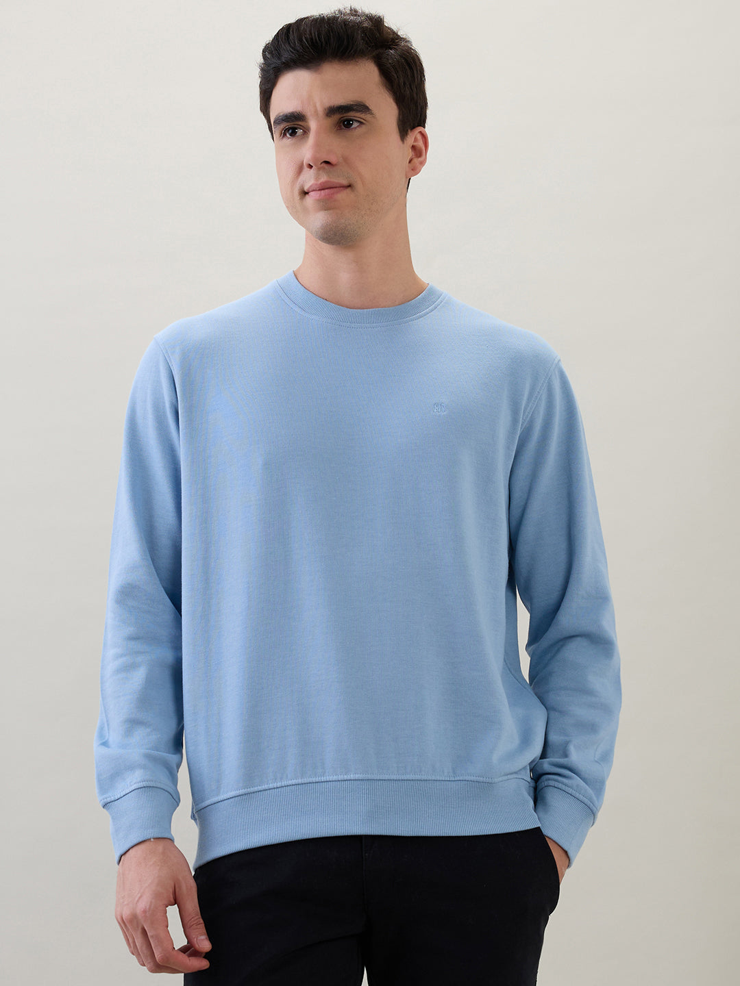 Raymond Men Blue Solid Regular Fit Cotton Blend Sweatshirt – MyRaymond