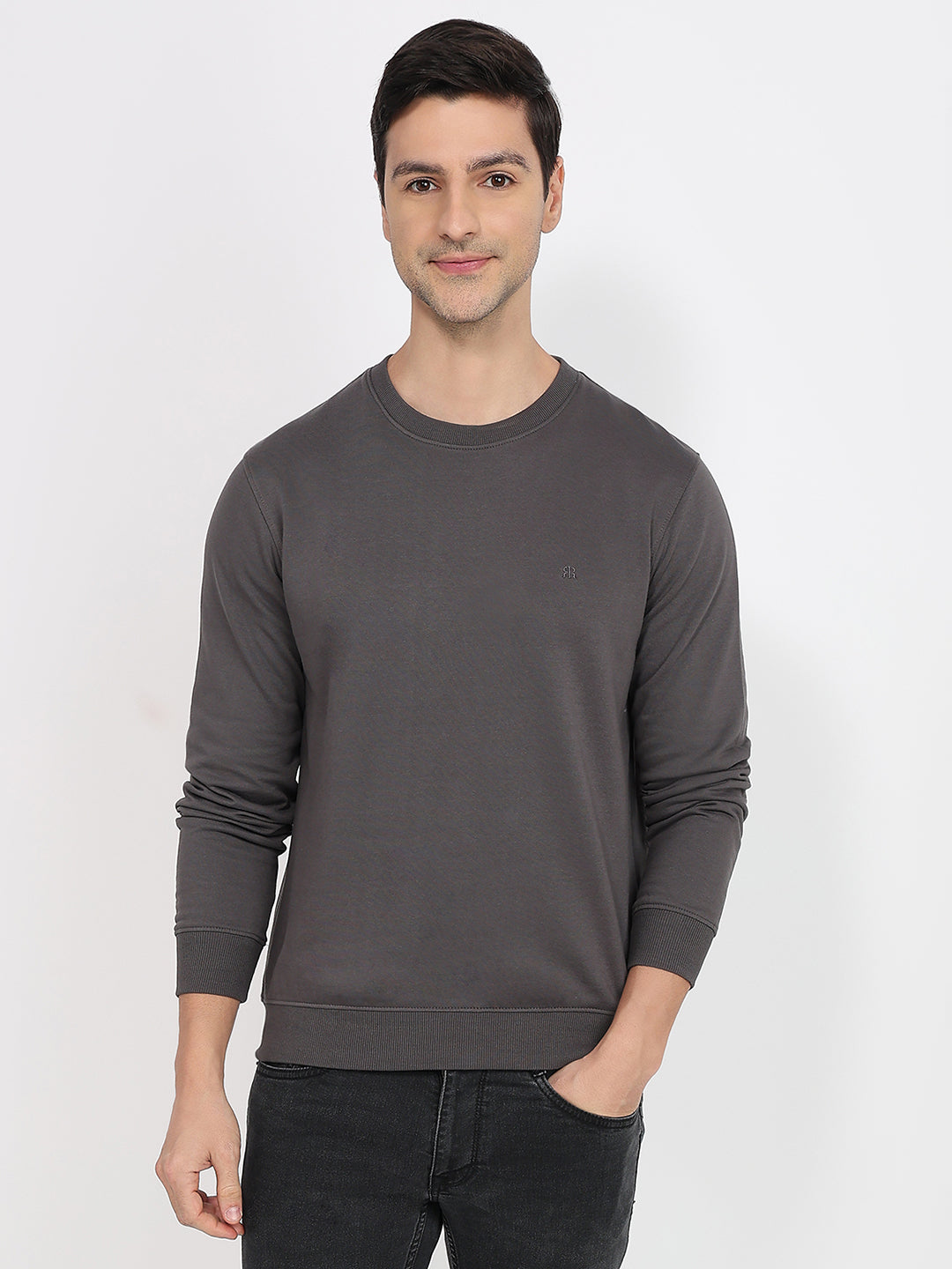Raymond Men Grey Solid Regular Fit Cotton Blend Sweatshirt – MyRaymond