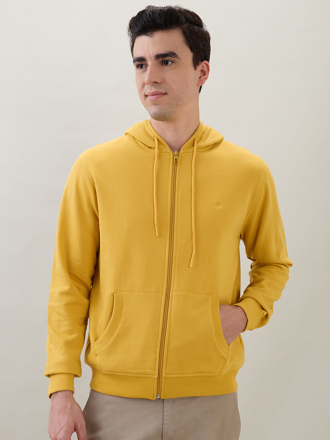 Raymond Men Yellow Solid Regular Fit Cotton Blend Sweatshirt – MyRaymond