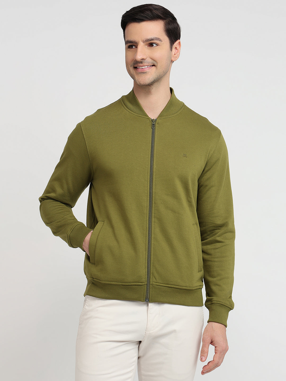 Raymond Men Green Solid Regular Fit Cotton Blend Sweatshirt – MyRaymond