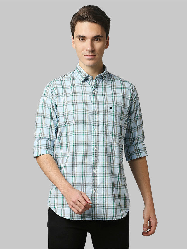 Raymond Blue Checks Slim Fit Cotton Casual Shirt – MyRaymond