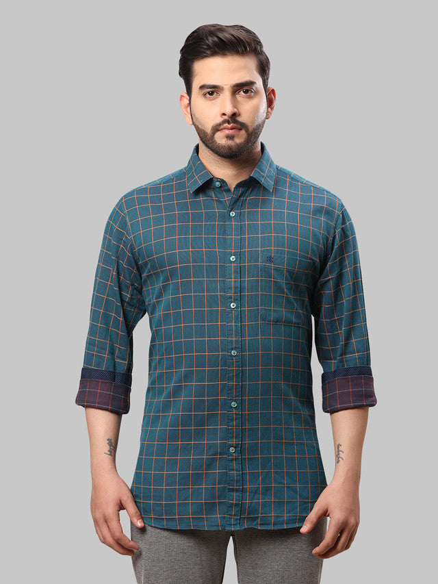 Raymond Blue Checks Slim Fit Cotton Casual Shirt – MyRaymond