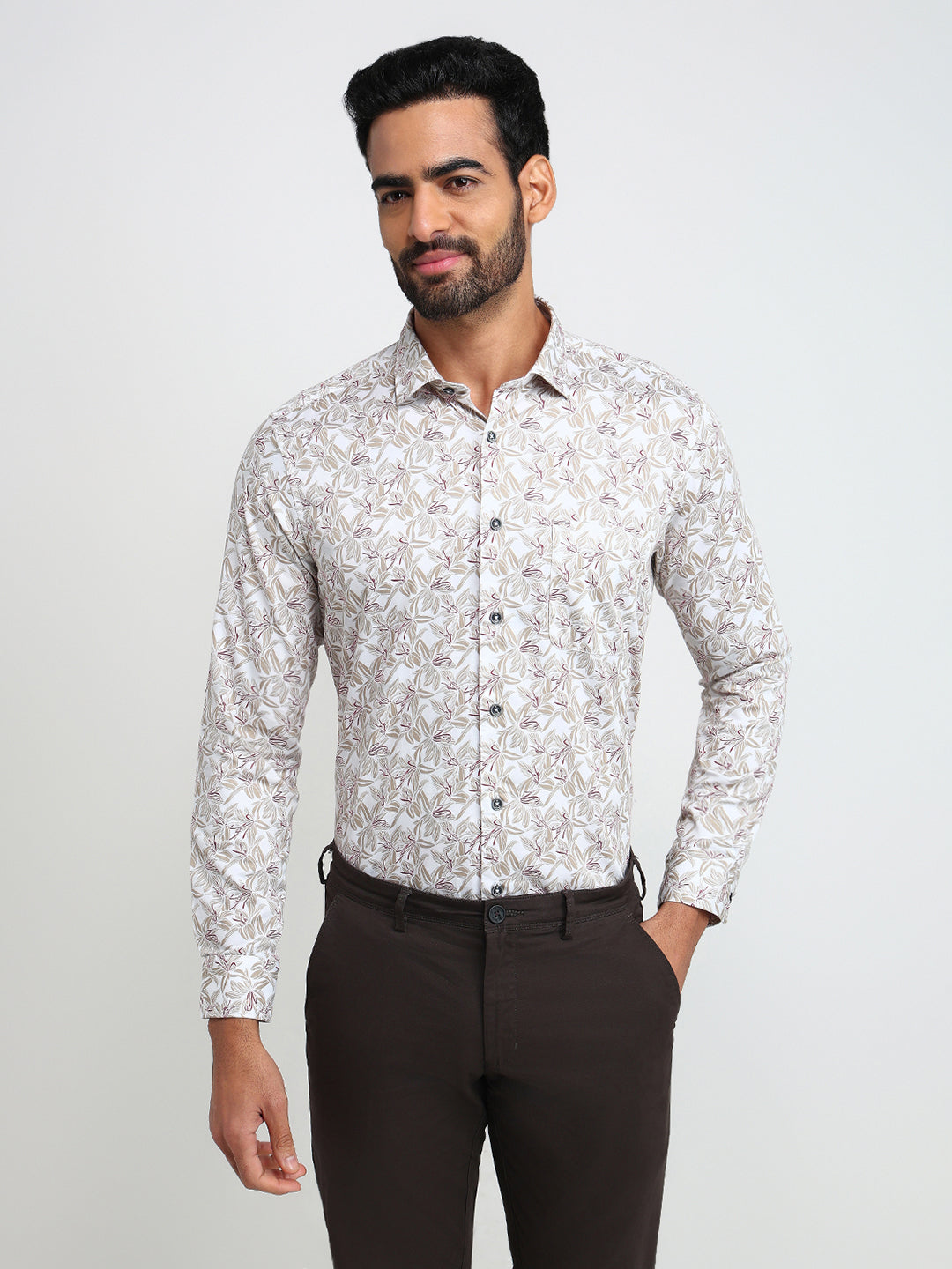 Raymond Men Brown Printed Regular Fit Cotton Casual Shirt – MyRaymond