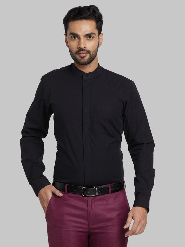 Raymond Black Solid Contemporary Fit Full Sleeve Cotton Shirt – MyRaymond
