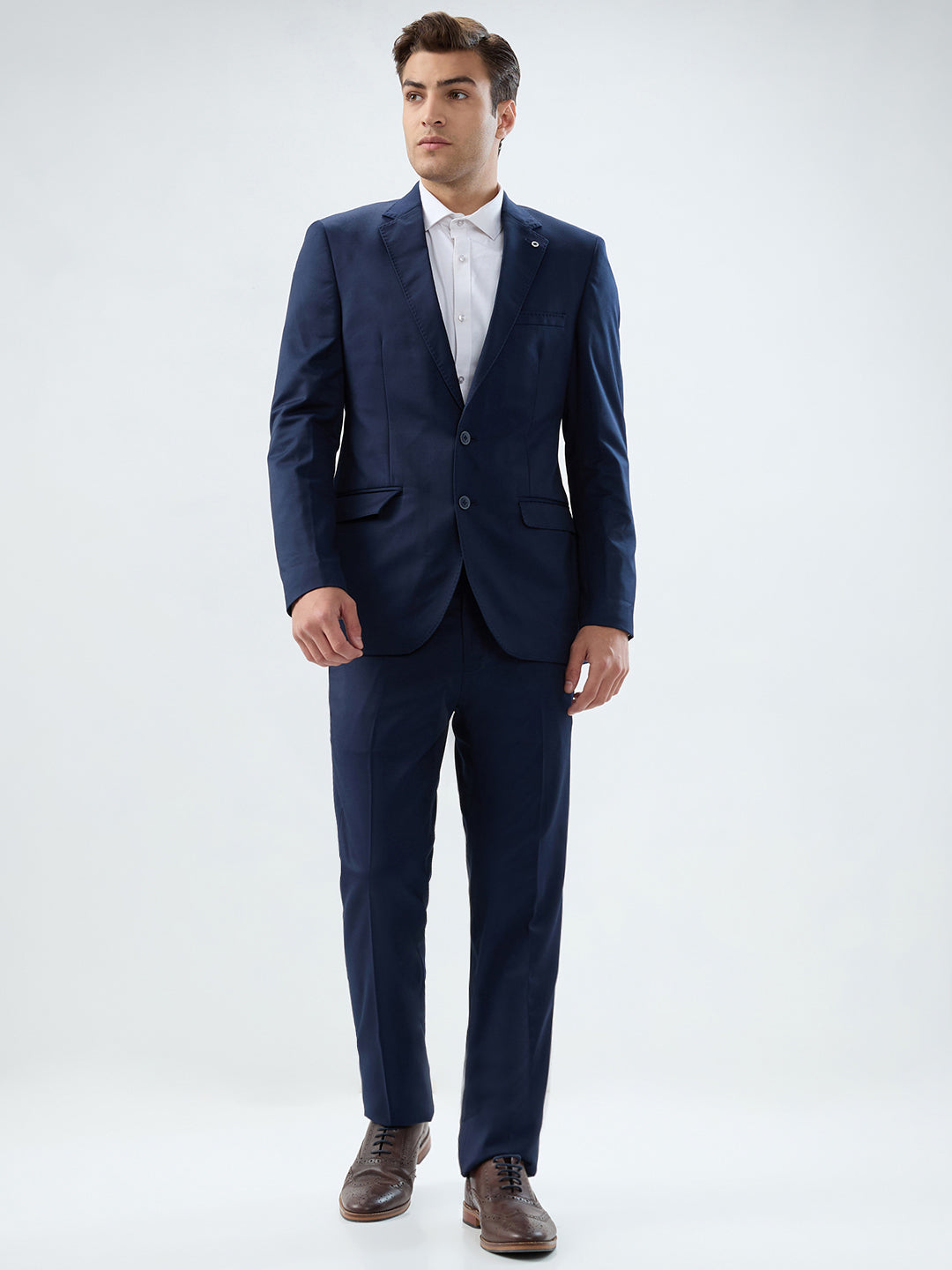 Raymond Men Blue Contemporary Fit Solid Formal Suit – MyRaymond
