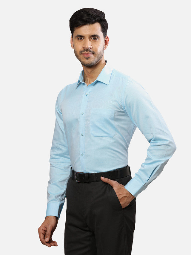 Raymond Blue Solid Contemporary Fit Full Sleeve Cotton Shirt – MyRaymond