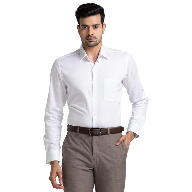 Raymond White Solid Contemporary Fit Full Sleeve Cotton Shirt – MyRaymond