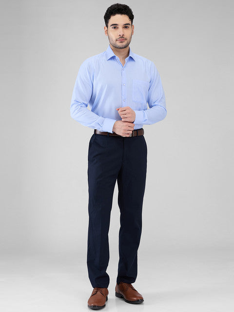 Raymond Men Blue Structured Contemporary Fit Cotton Wrinkle Free Forma ...