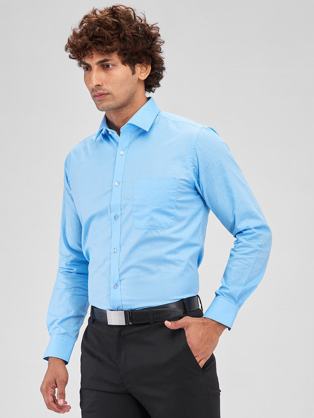 Raymond Blue Solid Slim Fit Cotton Formal Shirt – MyRaymond