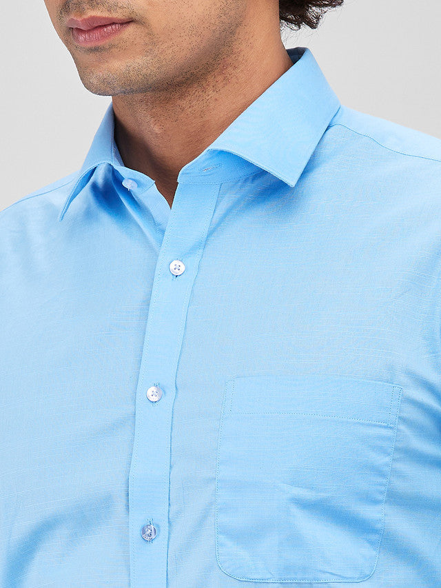 Raymond Blue Solid Slim Fit Cotton Formal Shirt – MyRaymond