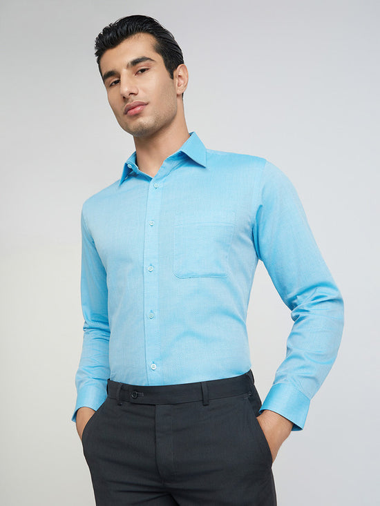 Raymond Blue Structure Slim Fit Full Sleeve Cotton Shirt – MyRaymond