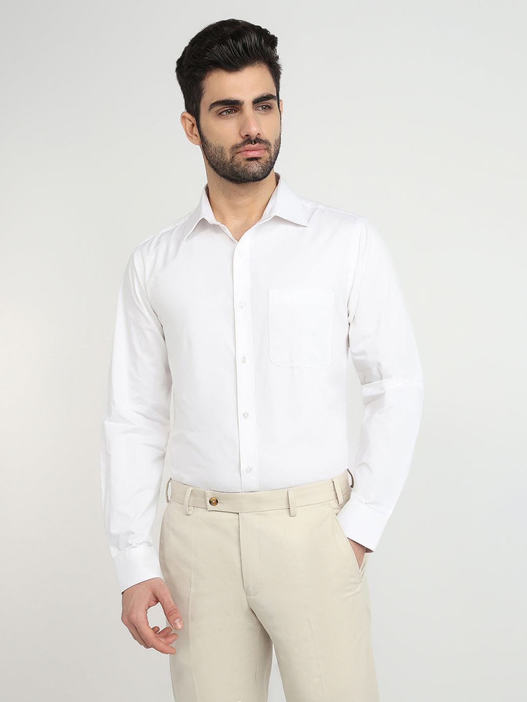 Raymond Men White Solid Slim Fit Cotton Formal Shirt – MyRaymond