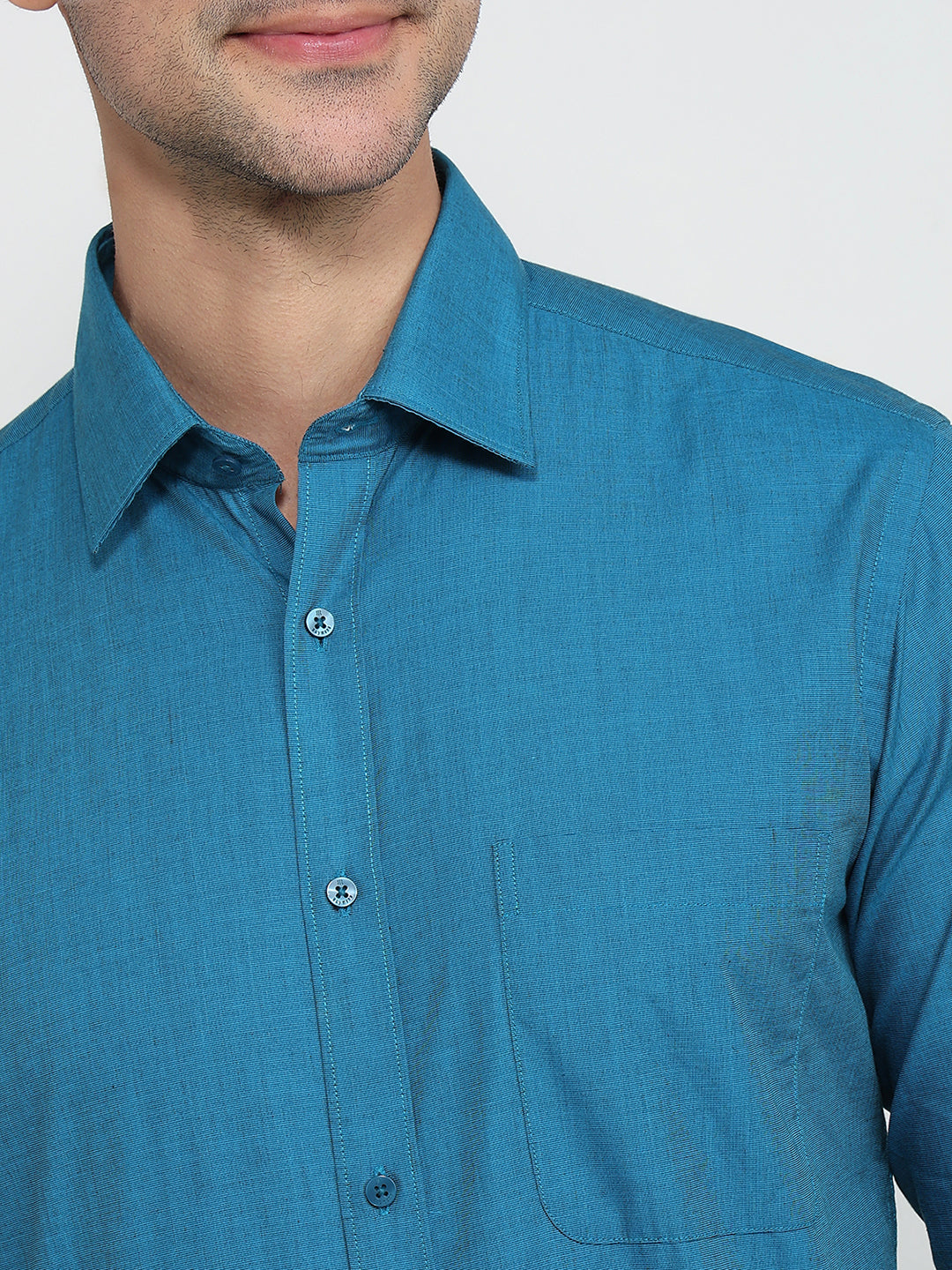 Raymond Men Blue Solid Slim Fit Cotton Formal Shirt – MyRaymond