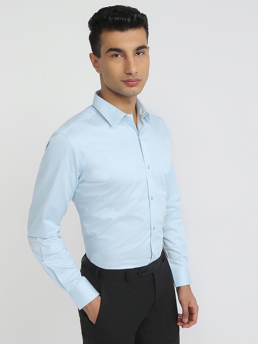 Raymond Men Blue Structure Contemporary Fit Cotton Formal Shirt – MyRaymond
