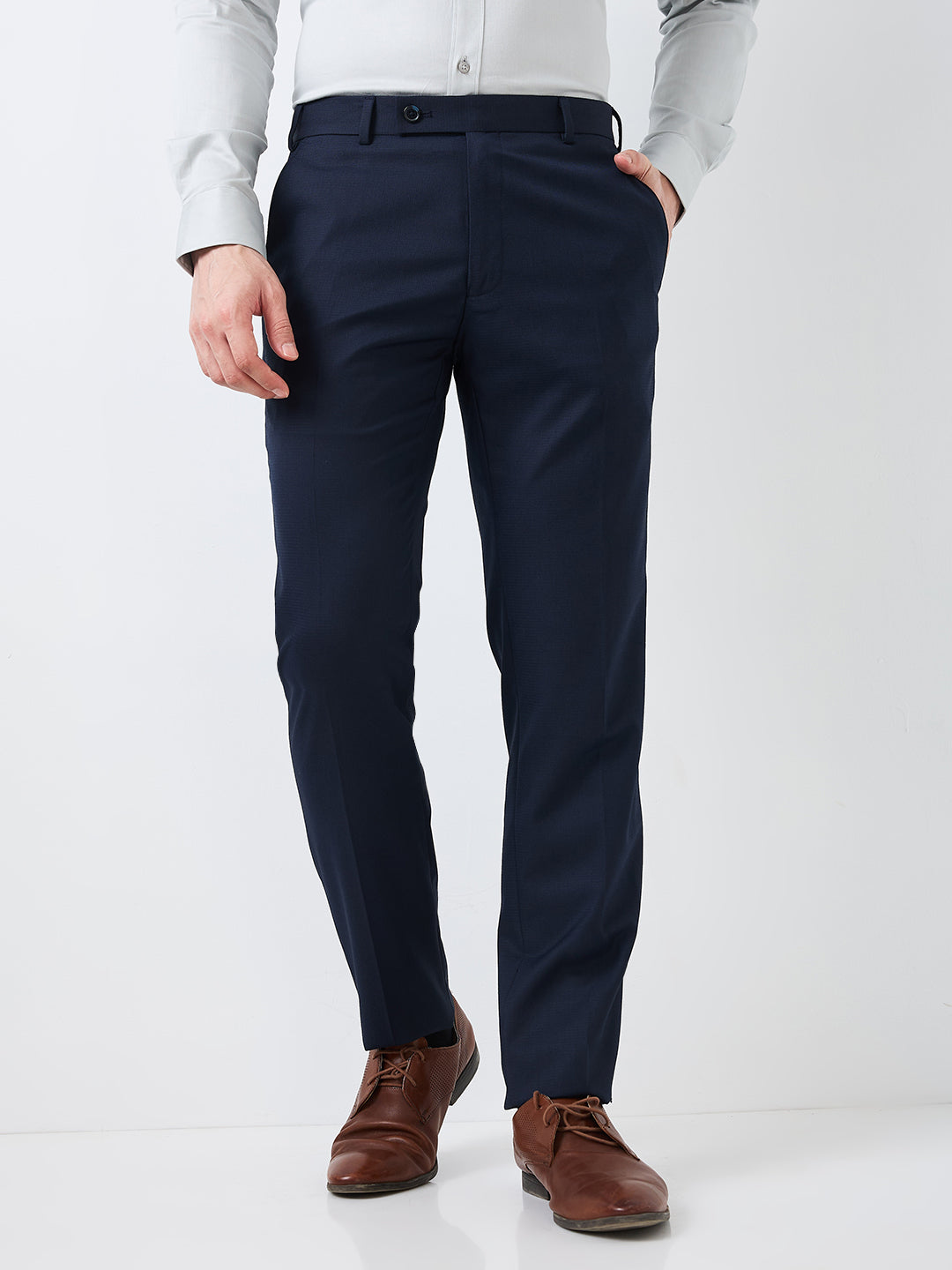 Raymond Men Blue Slim Fit Checks Trouser – MyRaymond