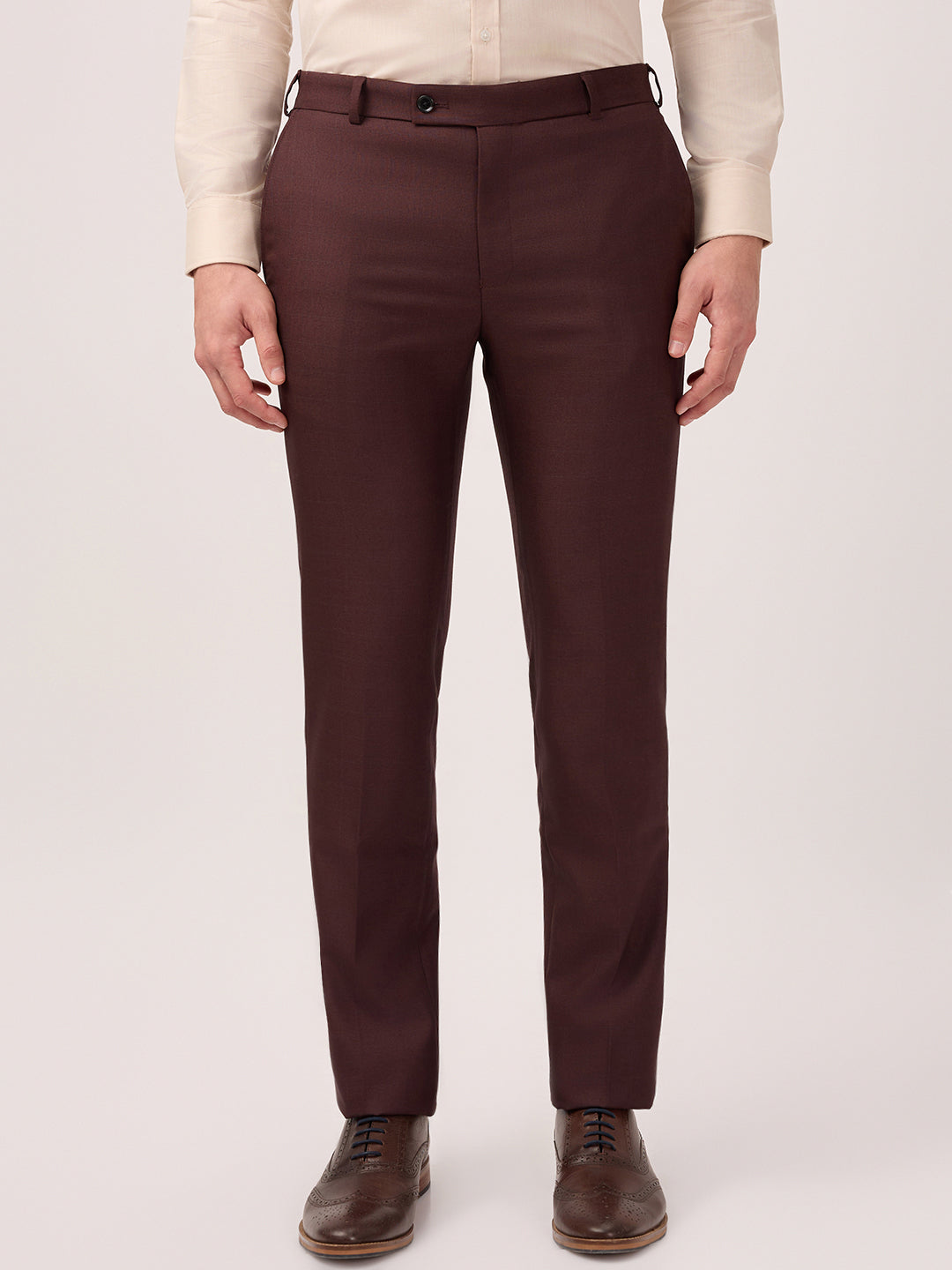 Raymond Men Marron Checks Slim Fit Polyester Blend Trouser – MyRaymond