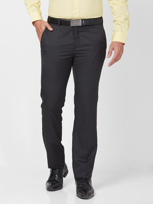 Raymond Men Black Slim Fit Stripe Trouser – MyRaymond