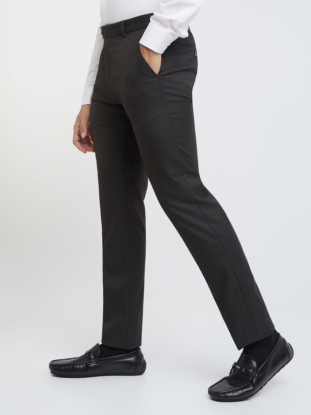 Raymond Men Brown Slim Fit Checks Trouser – MyRaymond