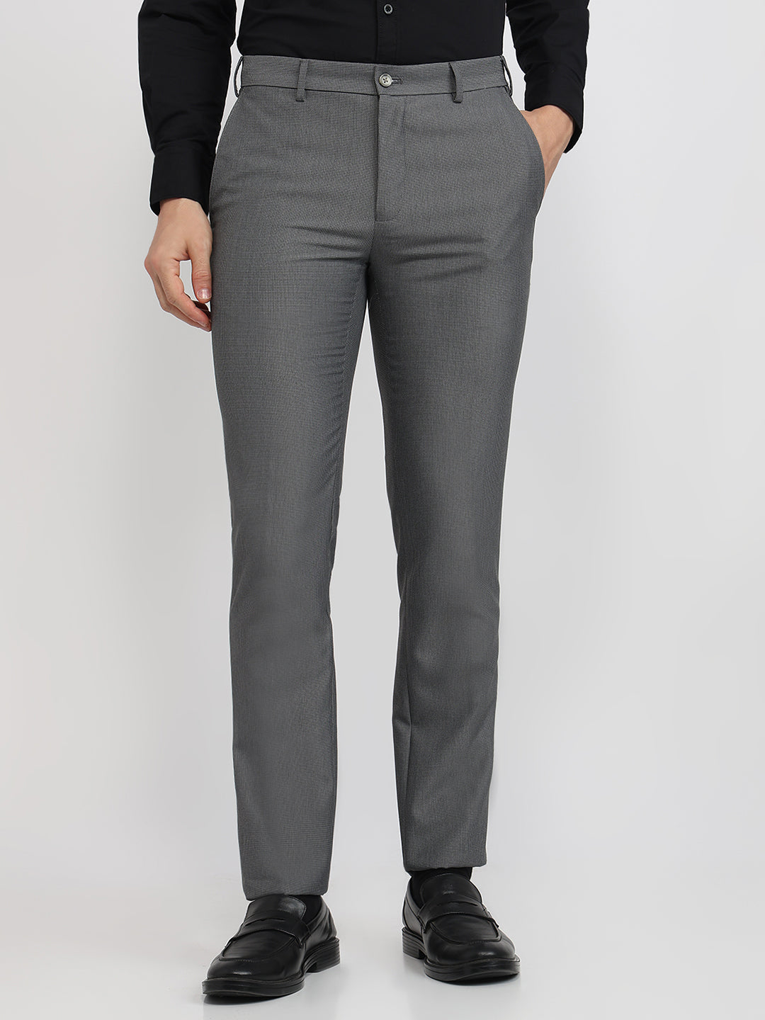 Raymond Men Grey Structure Slim Fit Polyester Blend Trouser – MyRaymond