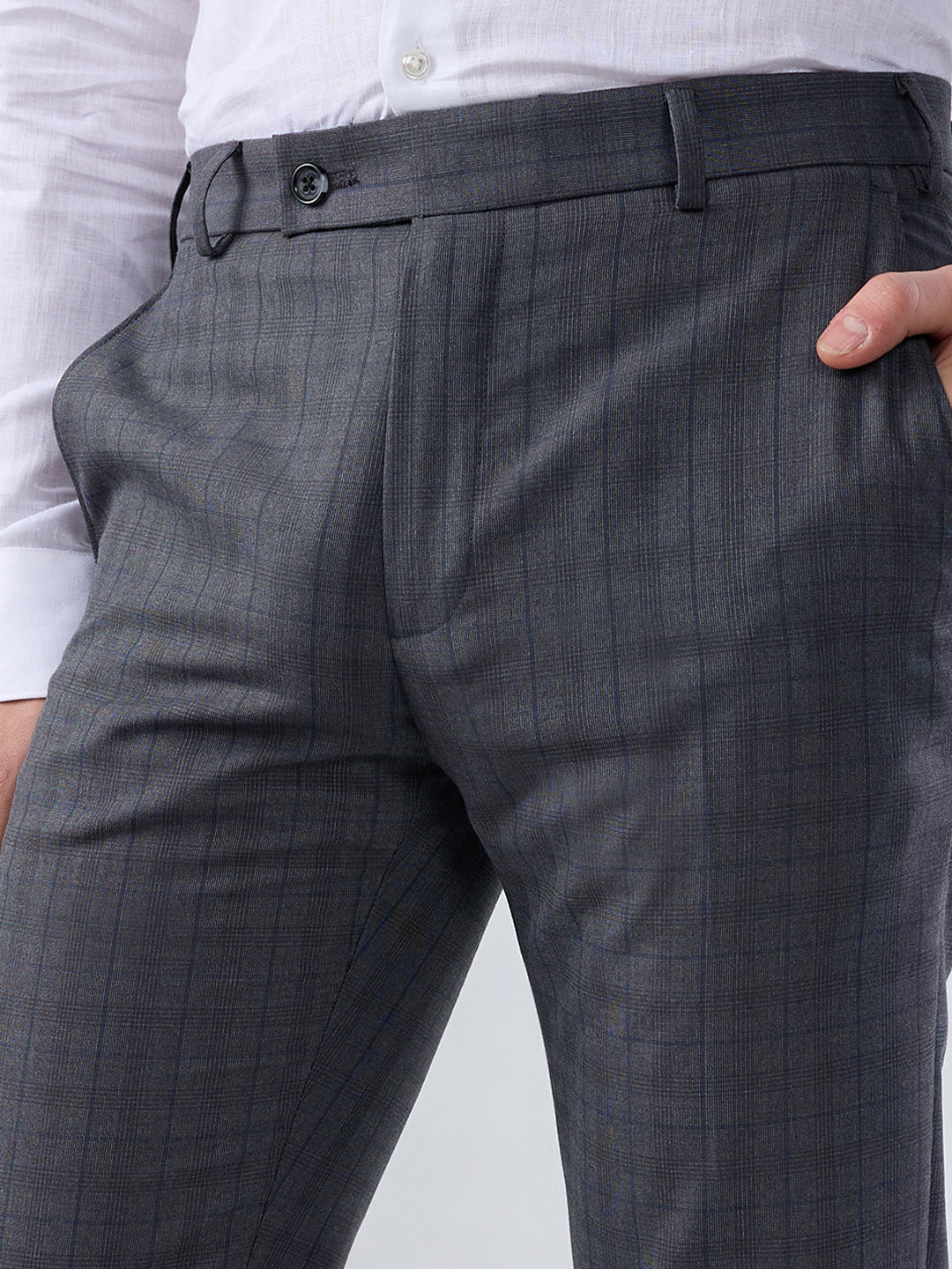 Raymond Men Grey Slim Fit Checks Trouser – MyRaymond