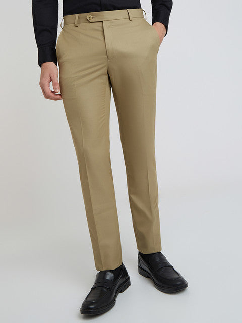 Raymond Men Khaki Solid Slim Fit Polyester Blend Trouser – MyRaymond